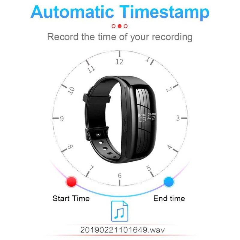 Spy Voice Recorder Hidden Smart Watch Bracelet 1080P Camera Voice Video ...